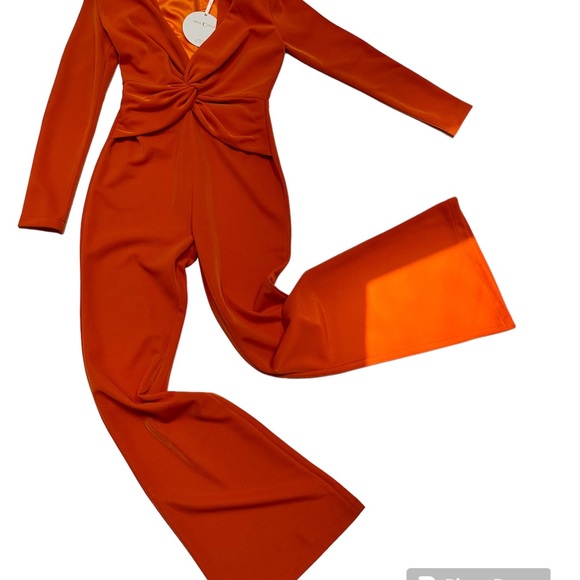 Miss Circle | Pants & Jumpsuits | Nwt Miss Circle Orange Jumpsuit ...